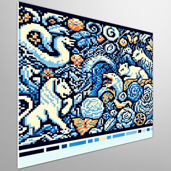 Pixel art relief schilderij | Pixelated verbeelding: een reliëf van ...