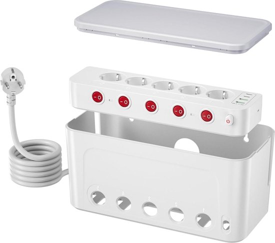Stekkerdoos met Groot Kabeldoos en Kabel Organiser - Kabelmanagement ...