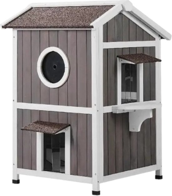 Tumex - Kattenhuis Buiten - Kattenhok - Weerbestendig - Met PVC Deur en ...