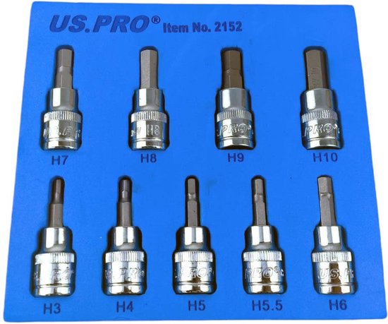 Inbus Doppenset 3/8" - 9-delig in foam inlay - H3 t/m H10 | bol
