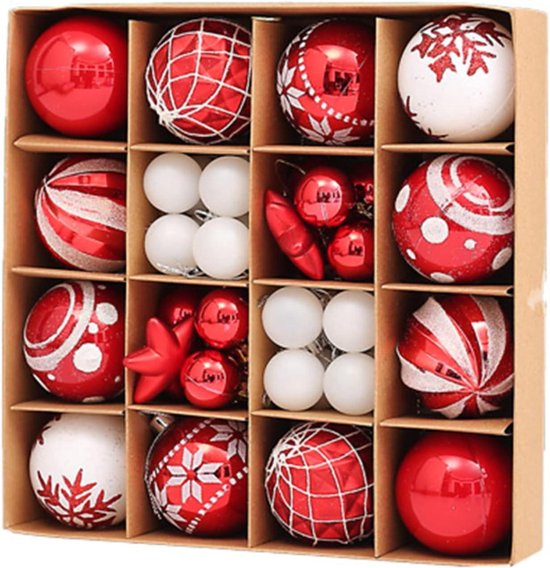 Kerstboom Rode Kerstballen 3-6 cm - Set van 42 Stuks voor Feestelijke ...