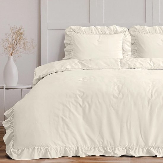Slaaptextiel ST Ruffles Dekbedovertrek Creme - 2-persoons 200 x 200/220 ...
