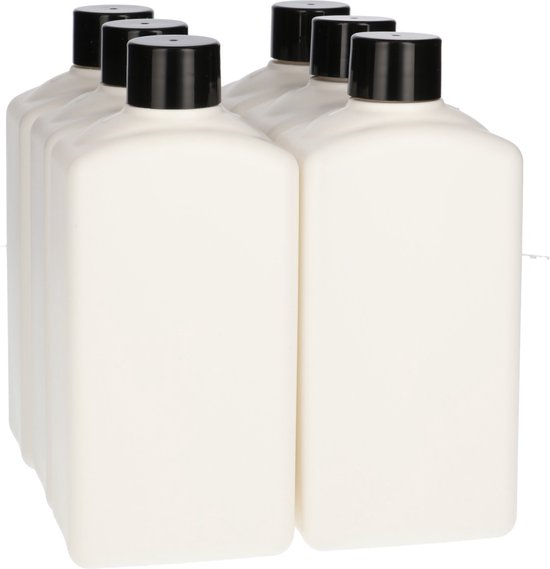 6x Plastic Fles 500 ml Schroefdop - Standard Square - Gerecycled HDPE ...