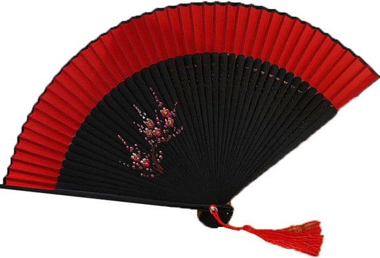 Vouwwaaier Rood Zwart Chinese Stijl Vintage Hand Fan - Dans Bruiloft ...