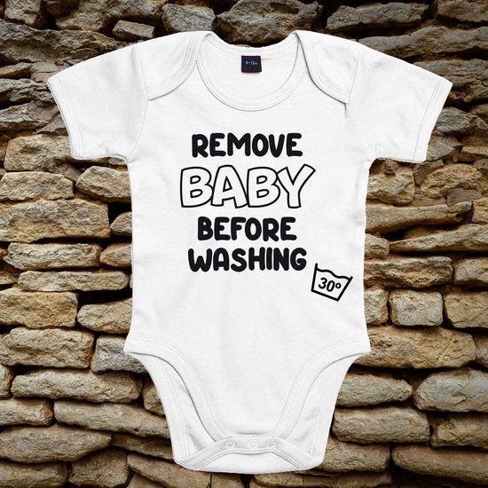 Rompertje - Baby rompertje met tekst: Remove baby before washing ...