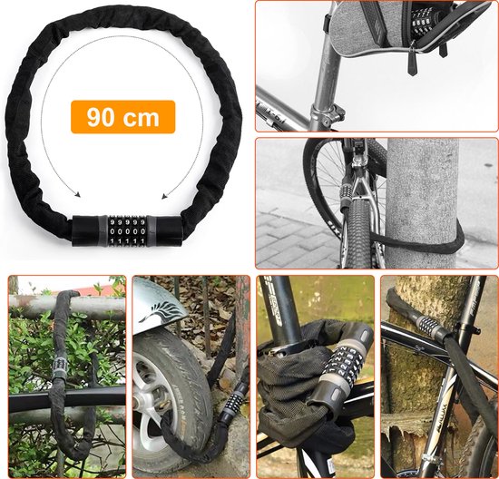 Colorful Sun® Fietsslot met cijferslot - 90 cm - 1 stuk - Kettingslot ...