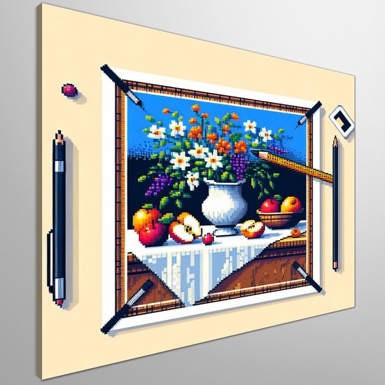 Pixel art stilleven schilderij | Pixelated tranquility: A digital ...