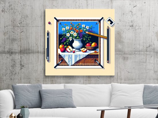 Pixel art stilleven schilderij | Pixelated tranquility: A digital ...