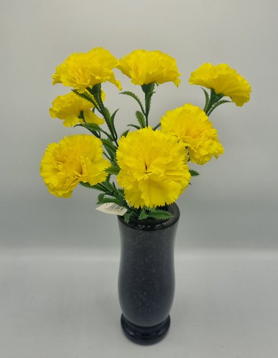 Boeket - Anjer - U985-m4 - 49cm - Geel - Grafdecoratie - Zijdenbloemen ...