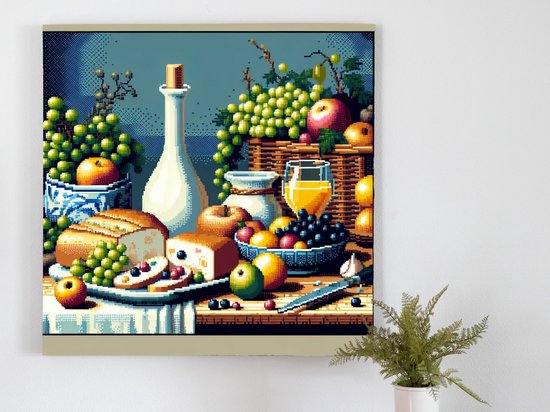Pixel art stilleven schilderij | Pixelated tranquility: A modern still ...