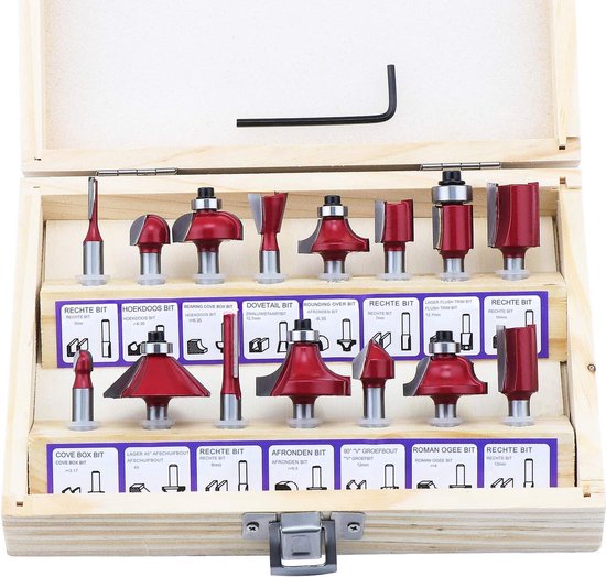 Professionele Bovenfreesset: 15 Stuks 6.35 MM Groef- En Profielfrezen ...