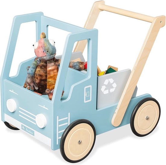 Kipplaster Cadeauwagen Blauw voor Baby's - Loopwagen met Remsysteem en ...