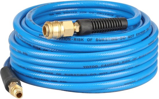 Persluchtslang 15 m, PVC, 6 mm ID X 11 mm AD, 300 psi met Snelkoppeling ...