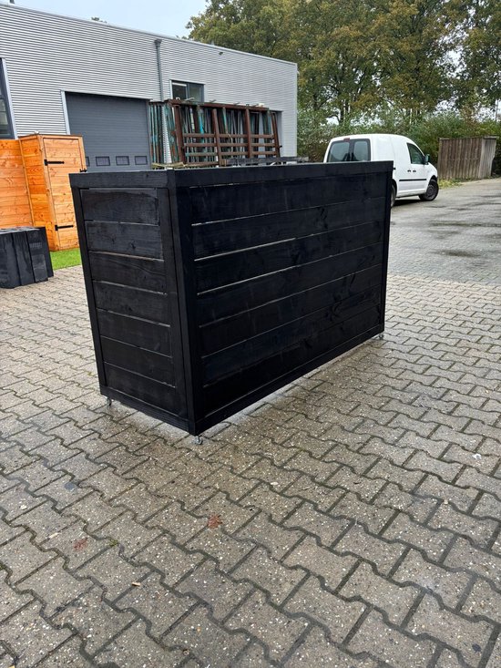 Containerombouw 4 kliko`s ombouw douglas zwart met wieltjes - kliko ...