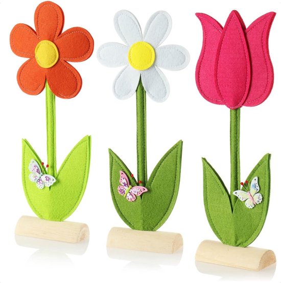 Decoratieve Paas en lente staanders - schattige vilten bloemen ...
