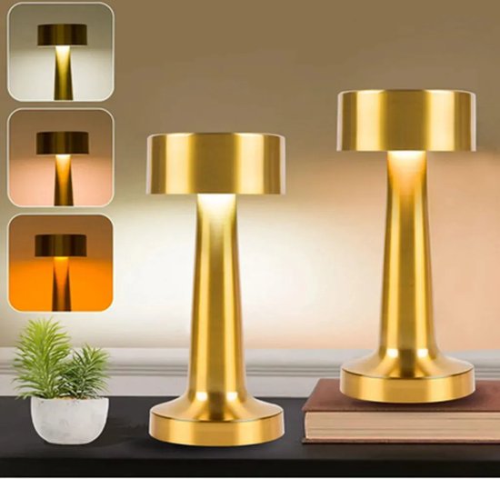 Set van 2 tafellampen, draadloos dimbare tafellamp, LED tafellamp ...