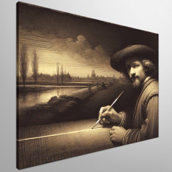 Line art rembrandt schilderij | Rembrandt's timeless masterpiece: a ...