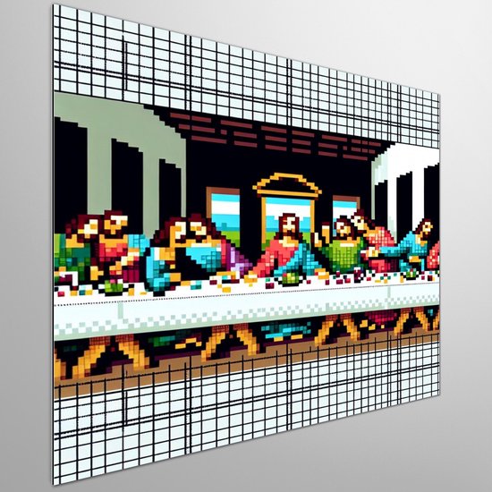 Pixel art laatste avondmaal schilderij | Digitale interpretatie van het ...