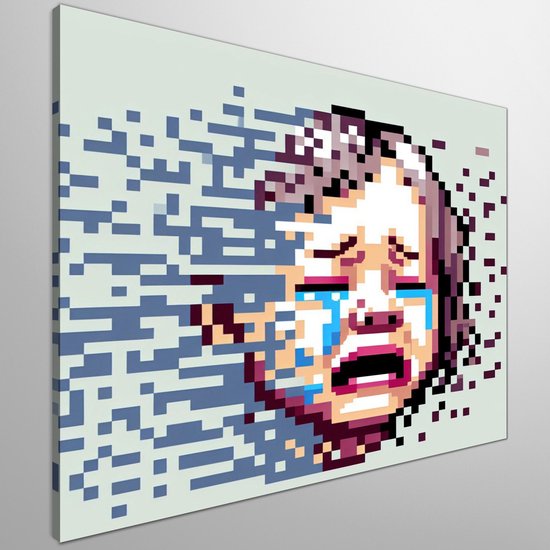 Pixel art huilend kind schilderij | Pixelated tears: a poignant ...