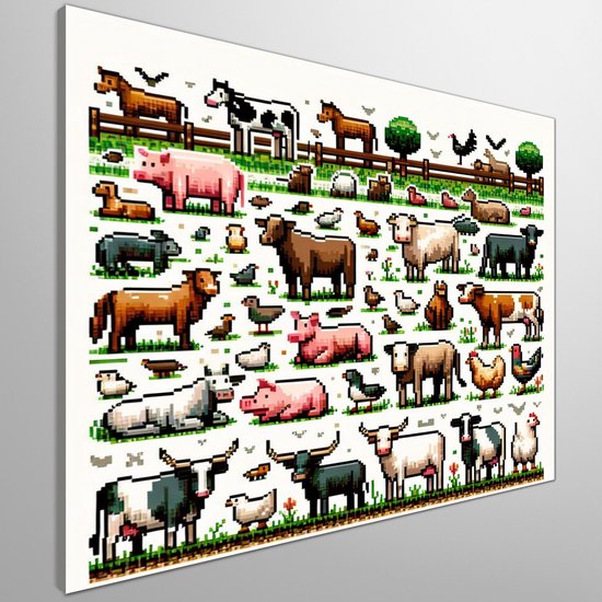 Pixel art vee schilderij | Digitale runderen: een artistieke fusie van ...