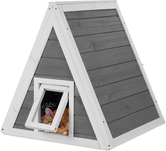 Weerbestendig kattenhuis van hout - Afmetingen 54 x 52 x 64 cm - 2 ...