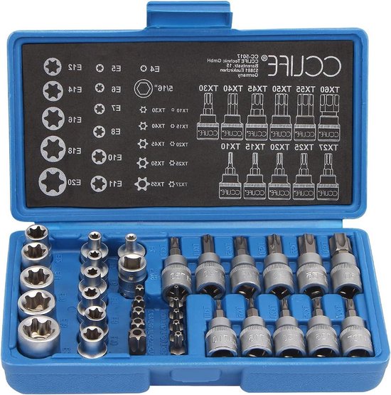 34-piece Torx Bit Socket Wrench Set - Includes S2 Bit Spanner - E4-E20 ...