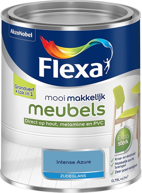 Flexa - Mooi Makkelijk Meubels Zijdeglans - Intense Azure - Kleur van ...