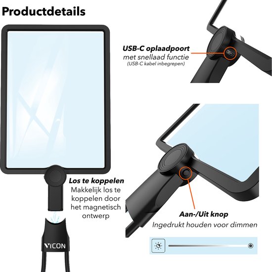 Vicon Vergrootglas Pro met LED Verlichting - Verbeterd model - 5x ...