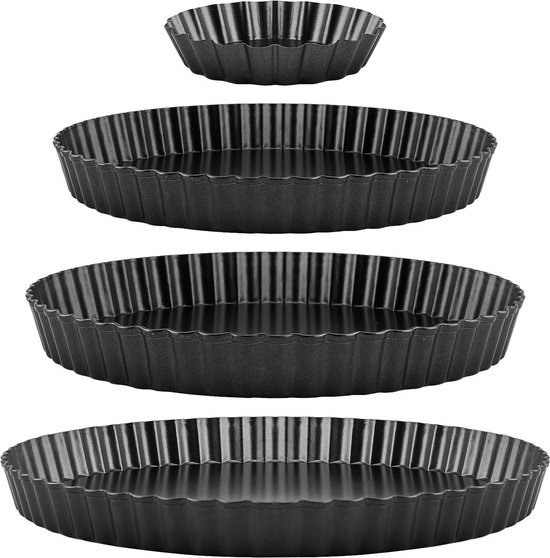 Taartvorm met hefbodem - anti-aanbak - 4 stuks - 10/22/26/30 cm - zwart ...