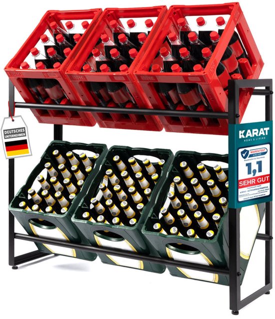 FLOORDIREKT Drankenkrattenrek voor 6 Kratten - Stevig & Ruimtebesparend ...