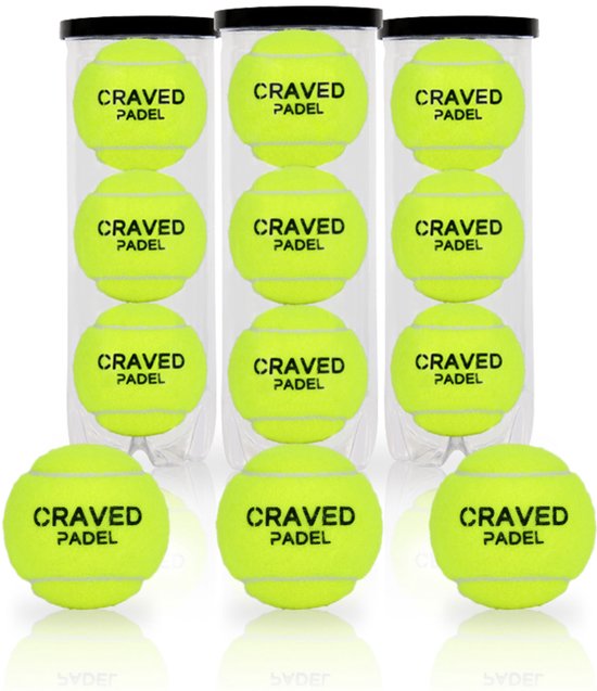 Craved Padel Ballen - 9 stuks - 3 blikken - Padelballen | bol