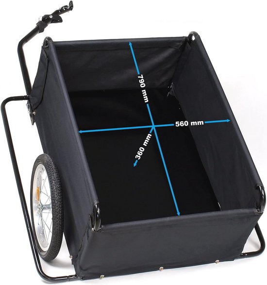 Fietsaanhanger tot 65kg - Ruimtebesparende transportkar met inklapbare ...
