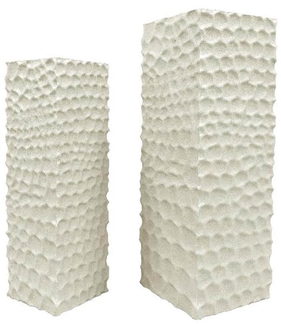 PTMD Zuil Isaiah Ribble - 33x33x95 cm - MDF - Wit - Set van 2 | bol