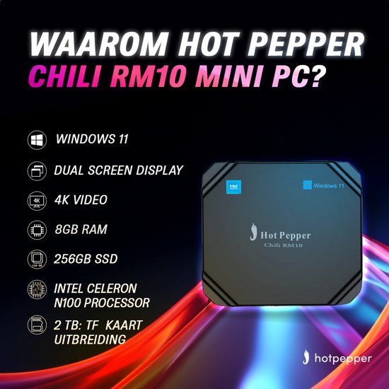 Hot Pepper Chili RM10 Mini PC - Windows 11 - Meerdere 4K Display - 8 GB ...