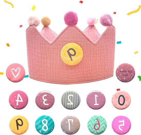 Roze Verjaardag Kroon voor Meisjes en Jongens - Feesthoed Kroon ...