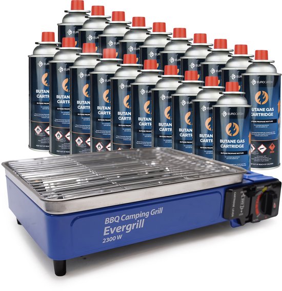 Eurocatch Butaangas Camping Grill - Evergrill incl 20 Gasbussen - Gas ...