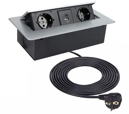 Design Light "Kombibox" -Stekkerdoos - 2 stopcontacten - USB A en USB C ...