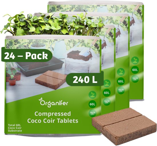 Coco Coir Kokossubstraat Tabletten - 24-Pack Van 10L Zakken, Totaal ...
