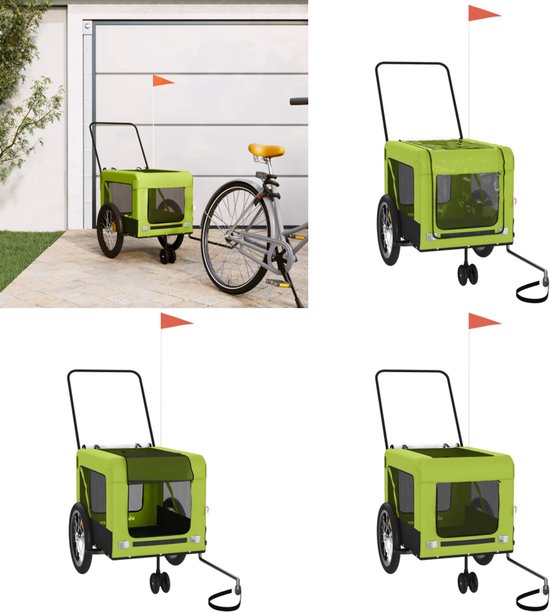vidaXL Hondenfietstrailer oxford stof en ijzer groen en zwart ...