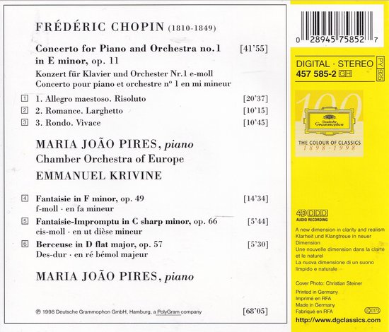 Chopin: Piano Concerto no 1, etc / Pires, Krivine, COE, Maria-Joao Pires | Muziek | bol