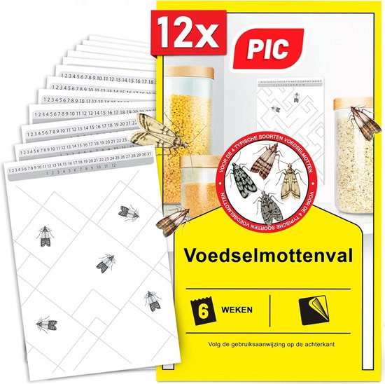 PIC Mottenval – 12 stuks mottenvallen tegen voedselmotten | Effectieve ...