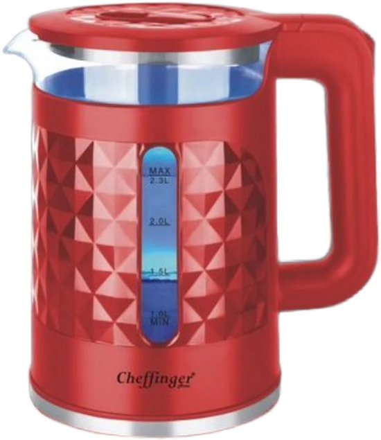 Cheffinger Elektrische Waterkoker - 2.3L - Rood - 1500W | bol