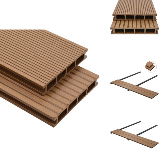 vidaXL Terrasplanken HKC met accessoires 10 m² 4 m teak - Terrasplank ...