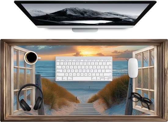 Bureau onderlegger 90x45 cm - Muismat Doorkijk - Strand - Pad ...