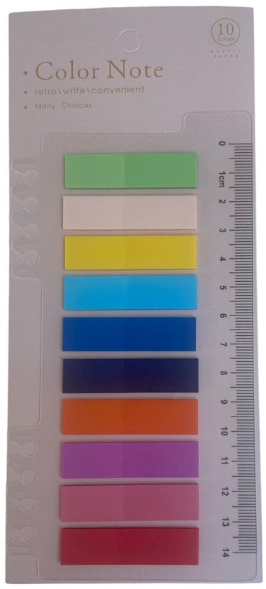 Index tabs - 200 stuks - inclusief liniaal - 10 kleuren - sticky notes ...