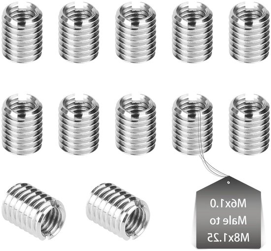Schroefdraadinzet M8 op M6 15mm inschroefmoer roestvrij staal schroefdraadbus met... | bol