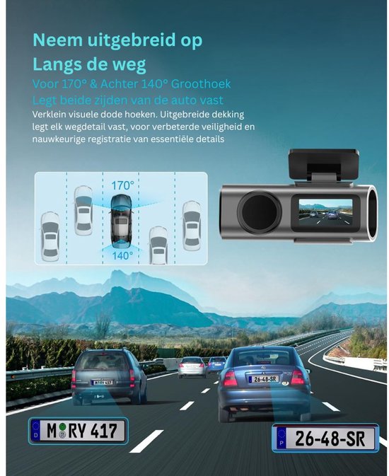 Dashcam voor Auto - Dual - Camerabewaking - Full HD - Zwart | bol