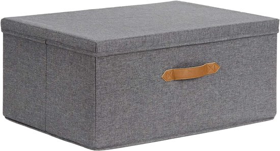 Extra Grote Opbergdoos met Deksel - Stevige Luxe Linnen Doos - Grijs ...