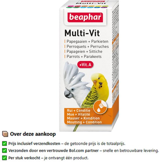 Beaphar Multi-Vit papegaaien + parkieten 20ml | bol