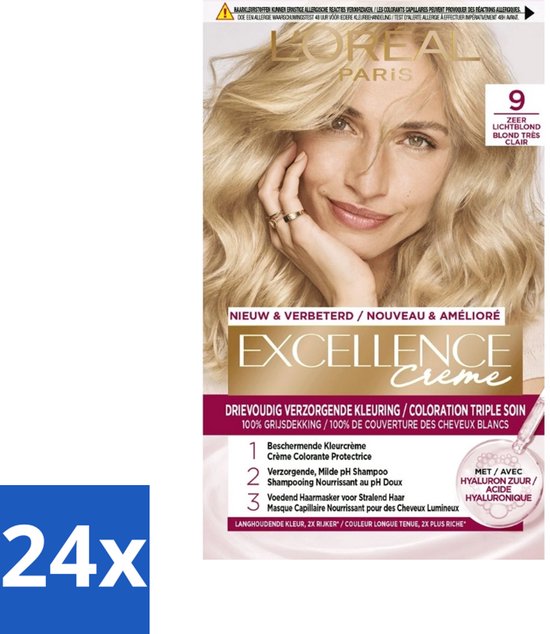 L'Oréal Paris - Excellence Crème - Zeer Lichtblond 9 - Haarverf ...